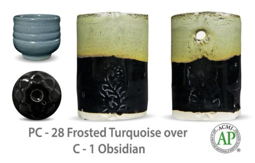 PC-28 Frosted Turquoise over C-1 Obsidian | AMACO Brent