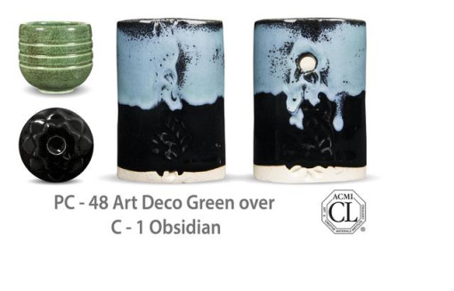 PC-48 Art Deco Green over C-1 Obsidian | AMACO Brent