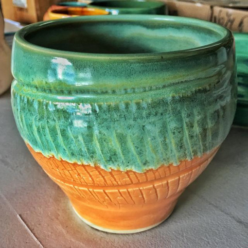 PC-46 Lustrous Jade over C-65 Tangelo | AMACO Brent