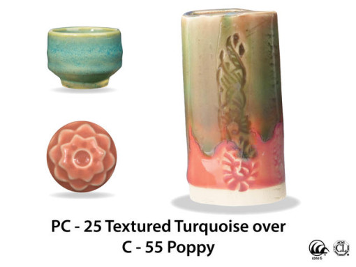 PC-25 Textured Turquoise over C-55 Poppy | AMACO Brent