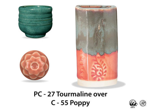 PC-27 Tourmaline over C-55 Poppy | AMACO Brent