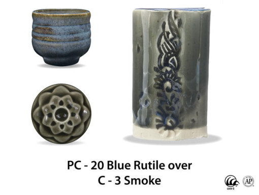 PC-20 Blue Rutile over C-3 Smoke | AMACO Brent