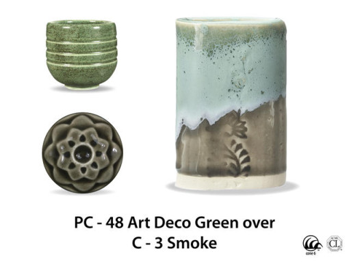 PC-48 Art Deco Green over C-3 Smoke | AMACO Brent