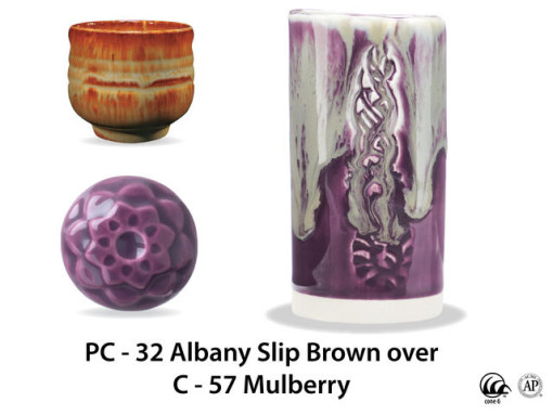 PC-32 Albany Slip Brown over C-57 Mulberry | AMACO Brent