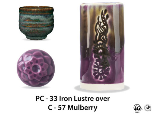 PC-33 Iron Lustre over C-57 Mulberry | AMACO Brent
