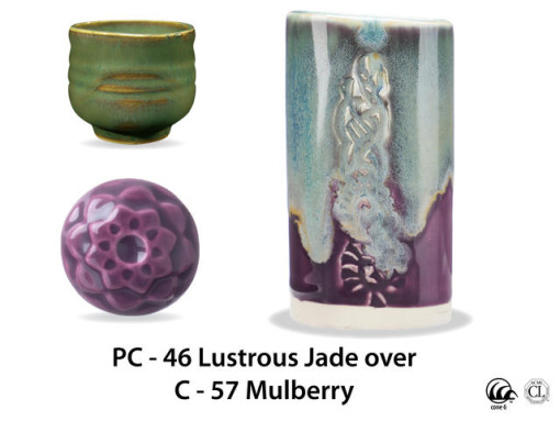 PC-46 Lustrous Jade over C-57 Mulberry | AMACO Brent