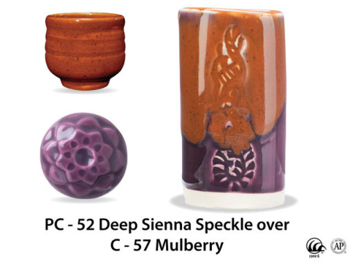 PC-52 Deep Sienna Speckle over C-57 Mulberry | AMACO Brent