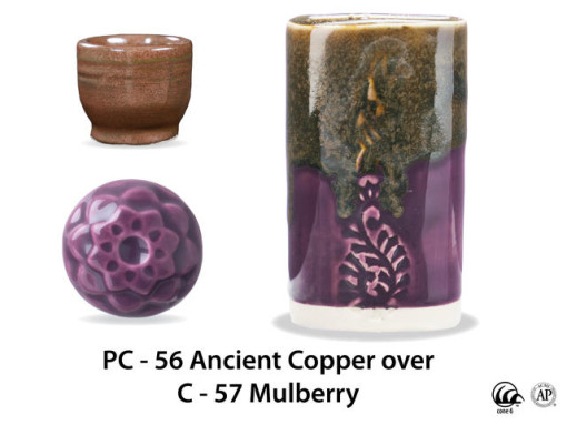 PC-56 Ancient Copper over C-57 Mulberry | AMACO Brent