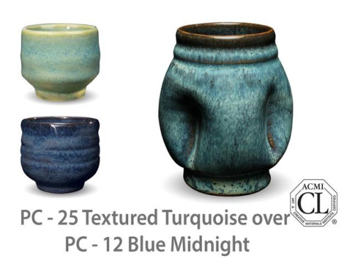 PC-25 Textured Turquoise over PC-12 Blue Midnight | AMACO Brent