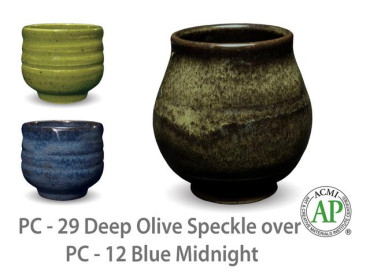 PC-29 Deep Olive Speckle over PC-12 Blue Midnight | AMACO Brent