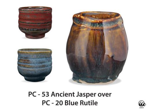 PC-53 Ancient Jasper over PC-20 Blue Rutile | AMACO Brent