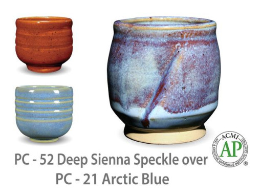 PC-52 Deep Sienna Speckle over PC-21 Arctic Blue | AMACO Brent