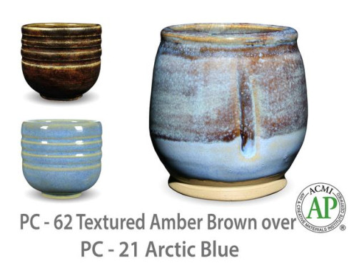 PC-62 Textured Amber Brown over PC-21 Arctic Blue | AMACO Brent