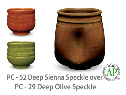 PC-52 Deep Sienna Speckle over PC-29 Deep Olive Speckle | AMACO Brent