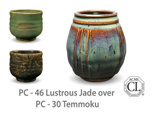 PC-46 Lustrous Jade over PC-30 Temmoku | AMACO Brent