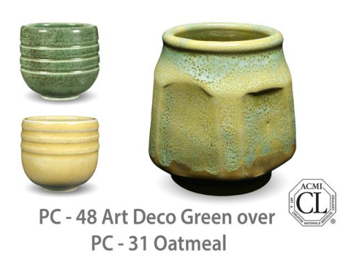 PC-48 Art Deco Green over PC-31 Oatmeal | AMACO Brent