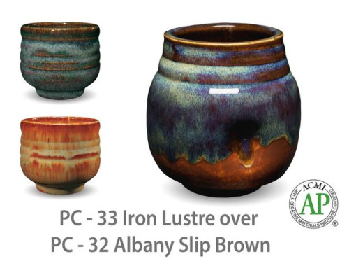 PC-33 Iron Lustre over PC-32 Albany Slip Brown | AMACO Brent