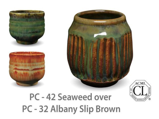 PC-42 Seaweed over PC-32 Albany Slip Brown | AMACO Brent