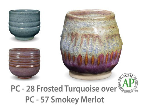 PC-28 Frosted Turquoise over PC-57 Smokey Merlot | AMACO Brent