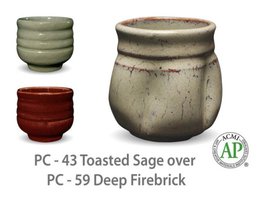 PC-43 Toasted Sage over PC-59 Deep Firebrick | AMACO Brent
