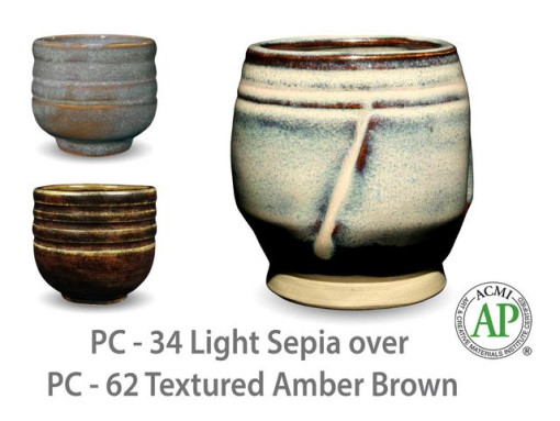 PC-34 Light Sepia over PC-62 Textured Amber Brown | AMACO Brent