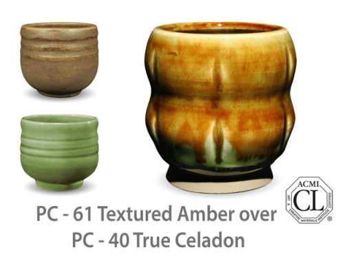 PC-61 Textured Amber over PC-40 True Celadon | AMACO Brent