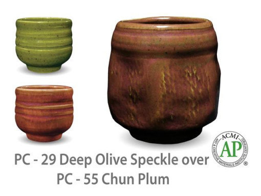 PC-29 Deep Olive Speckle over PC-55 Chun Plum | AMACO Brent