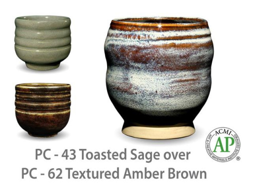 PC-43 Toasted Sage over PC-62 Textured Amber Brown | AMACO Brent