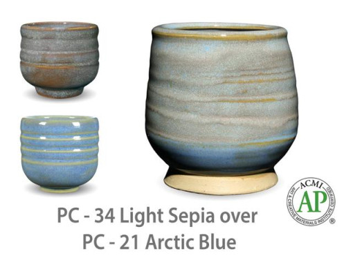PC-34 Light Sepia over PC-21 Arctic Blue | AMACO Brent