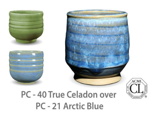 PC-40 True Celadon over PC-21 Arctic Blue | AMACO Brent