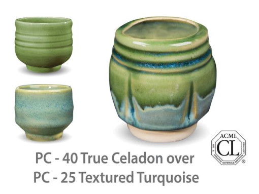 PC-40 True Celadon over PC-25 Textured Turquoise | AMACO Brent