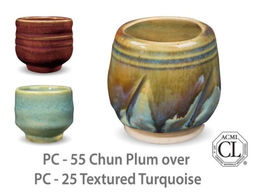 PC-55 Chun Plum over PC-25 Textured Turquoise | AMACO Brent