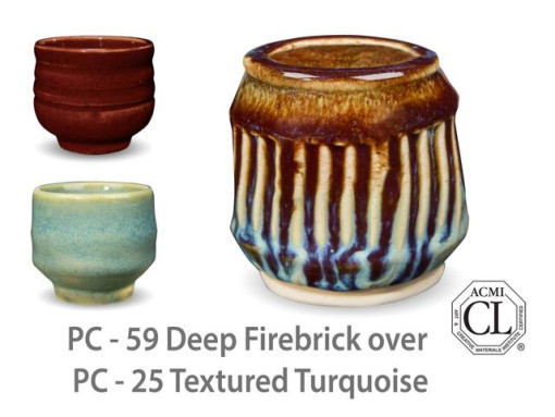 PC-59 Deep Firebrick over PC-25 Textured Turquoise | AMACO Brent