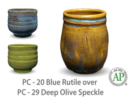 PC-20 Blue Rutile over PC-29 Deep Olive Speckle | AMACO Brent