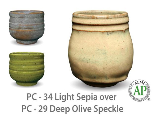 PC-34 Light Sepia over PC-29 Deep Olive Speckle | AMACO Brent