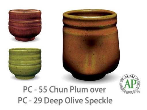 PC-55 Chun Plum over PC-29 Deep Olive Speckle | AMACO Brent