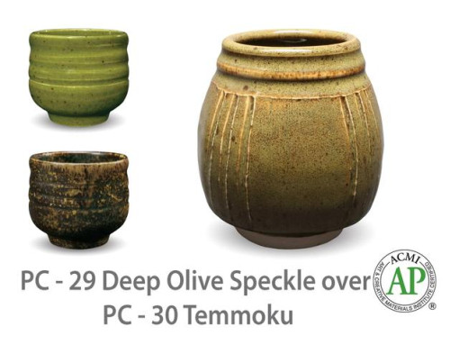PC-29 Deep Olive Speckle over PC-30 Temmoku | AMACO Brent