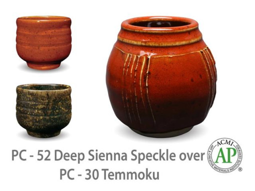 PC-52 Deep Sienna Speckle over PC-30 Temmoku | AMACO Brent