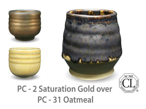 PC-02 Saturation Gold over PC-31 Oatmeal | AMACO Brent