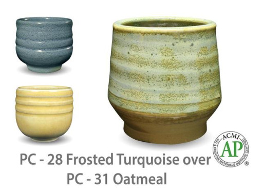 PC-28 Frosted Turquoise over PC-31 Oatmeal | AMACO Brent