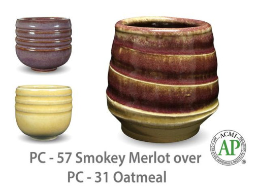 PC-57 Smokey Merlot over PC-31 Oatmeal | AMACO Brent