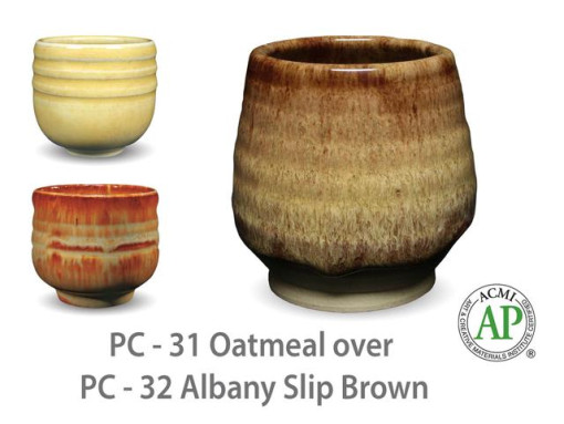 PC-31 Oatmeal over PC-32 Albany Slip Brown | AMACO Brent
