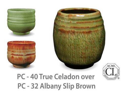 PC-40 True Celadon over PC-32 Albany Slip Brown | AMACO Brent