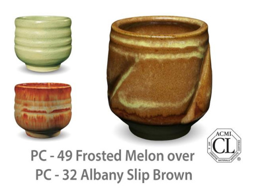 PC-49 Frosted Melon over PC-32 Albany Slip Brown | AMACO Brent