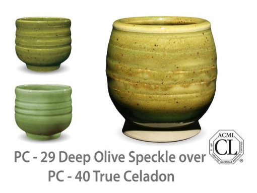 PC-29 Deep Olive Speckle over PC-40 True Celadon | AMACO Brent
