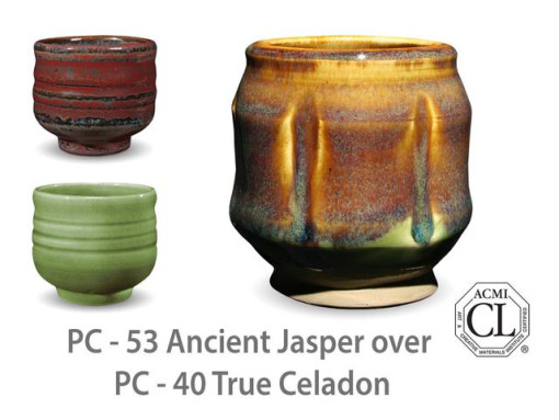 PC-53 Ancient Jasper over PC-40 True Celadon | AMACO Brent