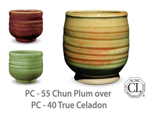 PC-55 Chun Plum over PC-40 True Celadon | AMACO Brent