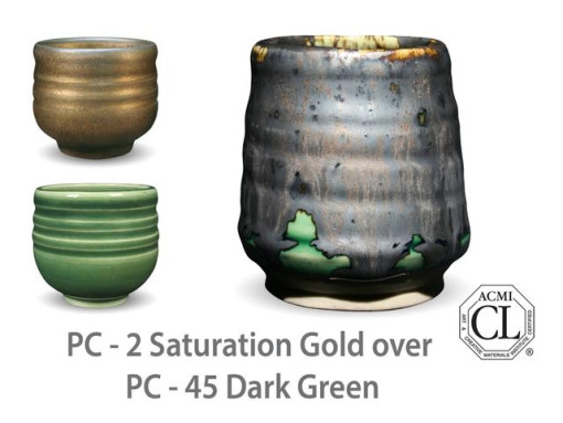 PC-02 Saturation Gold over PC-45 Dark Green | AMACO Brent