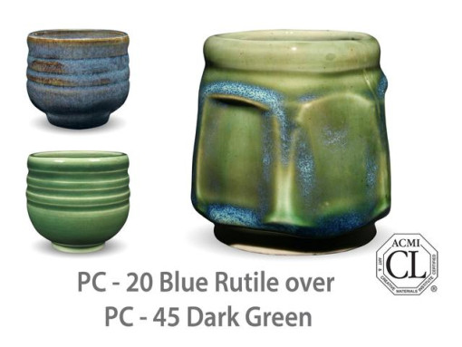 PC-20 Blue Rutile over PC-45 Dark Green | AMACO Brent