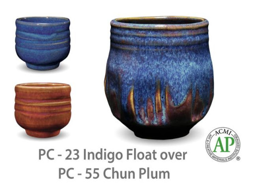 PC-23 Indigo Float over PC-55 Chun Plum | AMACO Brent